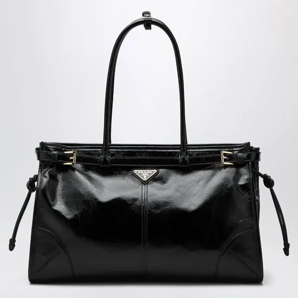 Prada Large Bonnie Bag In Leather - Black