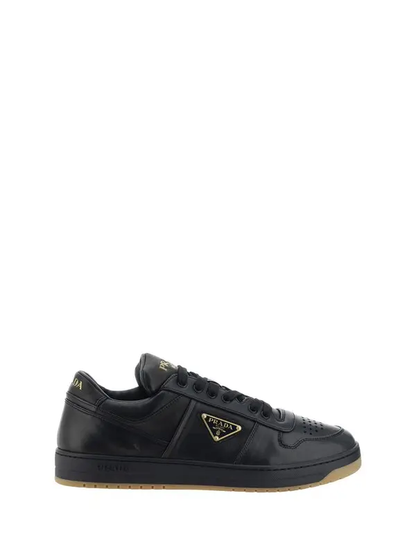 Prada Downtown Leather Lace-up Sneakers - Black
