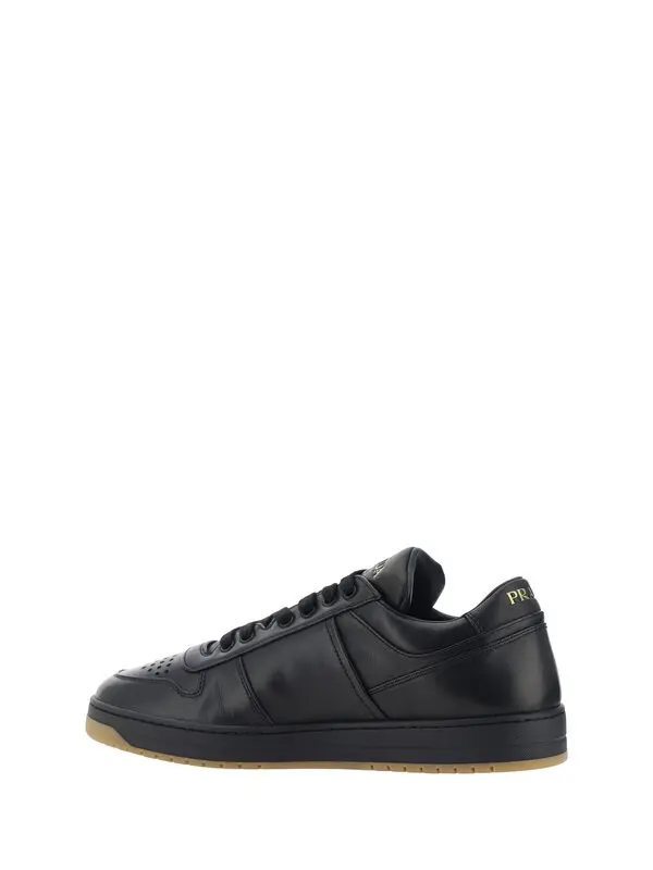 Prada Downtown Leather Lace-up Sneakers - Black