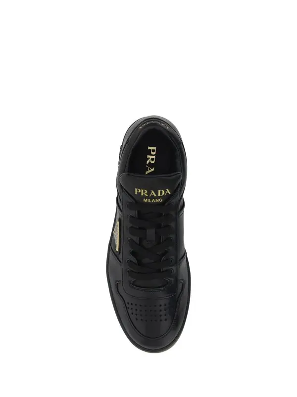 Prada Downtown Leather Lace-up Sneakers - Black