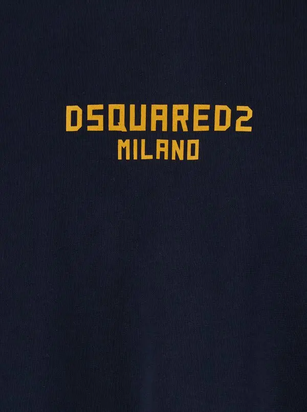 Dsquared2 Blue T-shirt With Logo Print On The Front In Cotton For - Multicolor