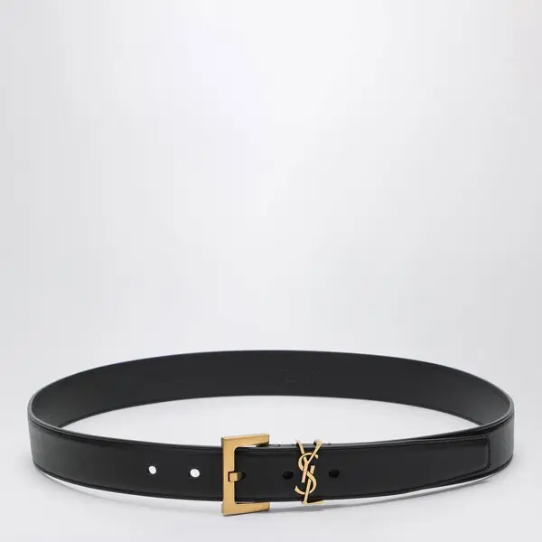 Saint Laurent Cassandre Belt In Smooth Leather - Black