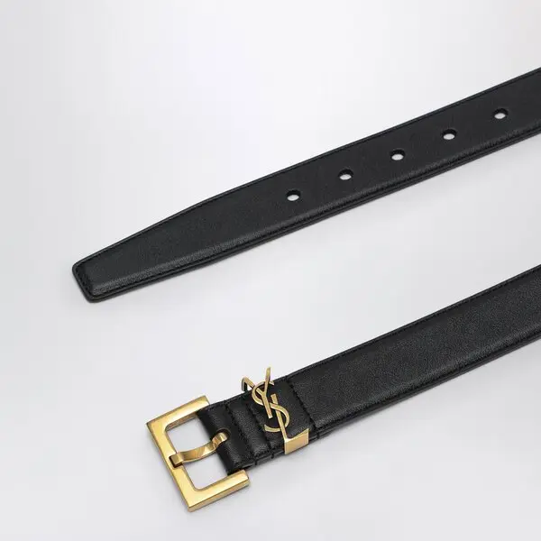 Saint Laurent Cassandre Belt In Smooth Leather - Black
