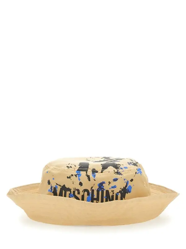Moschino Bucket Hat With Logo - Cream