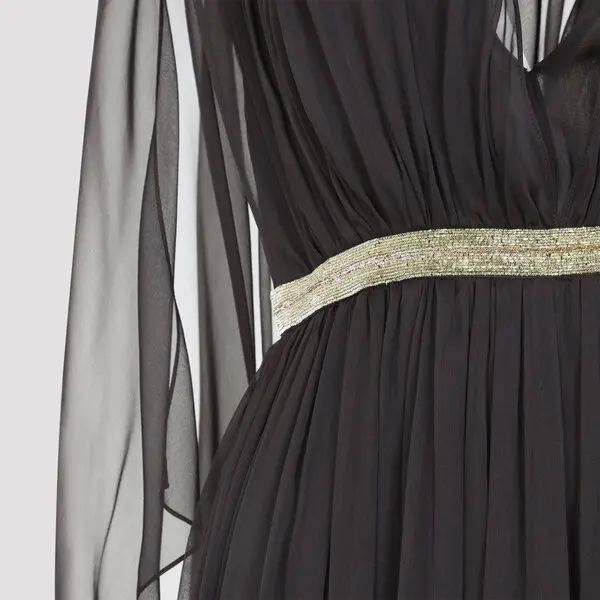 Alberta Ferretti Long Chiffon Dress - Brown