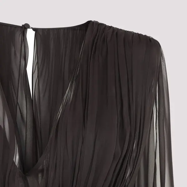 Alberta Ferretti Long Chiffon Dress - Brown