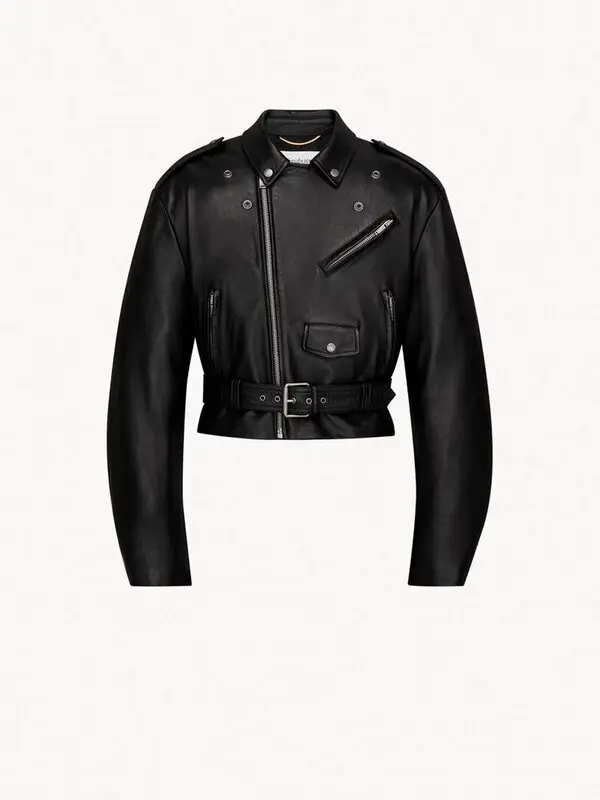 Saint Laurent Lambskin Leather Belted Jacket - Multicolor