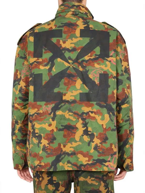 Off-White Camouflage Padded Military Jacket - Multicolor