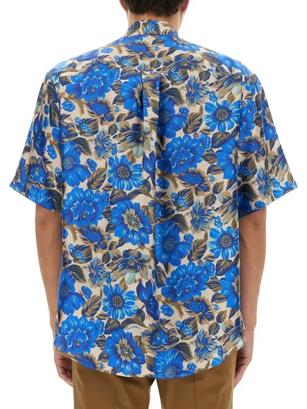 Moschino Blue Flowers Allover Print Shirt