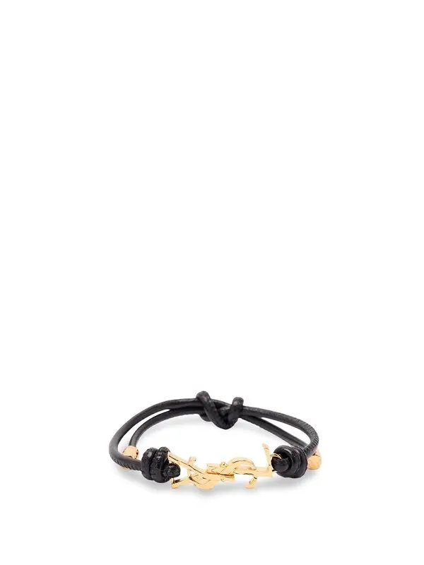 Saint Laurent Leather Bracelet With Interlocking Charm - Multicolor