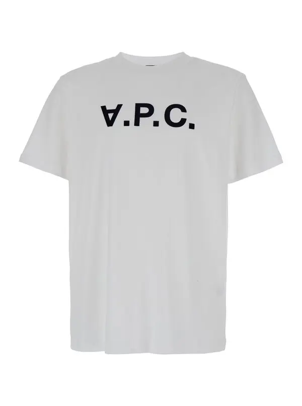 A.p.c. White Oversized T-shirt With Logo Print On The Front In Cotton - Multicolor