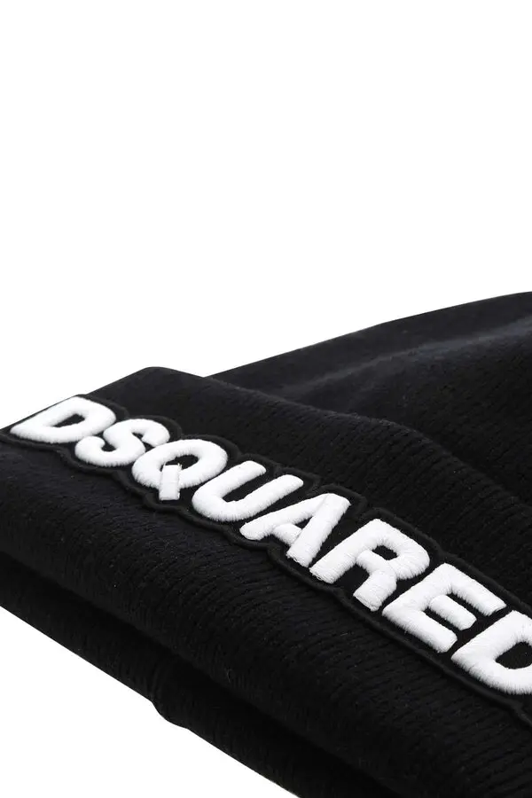 Dsquared2 Wool Beanie Hat - Black