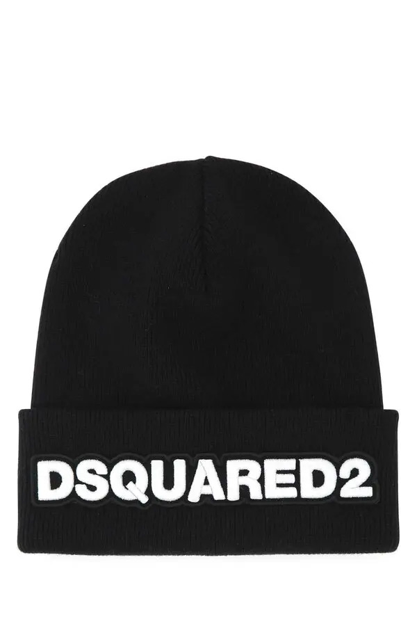Dsquared2 Wool Beanie Hat - Black