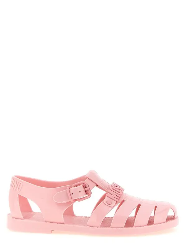Moschino Jelly Sandals With Logo Appliqu - Pink