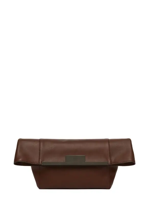 Max Mara Leather Clutch With Engraved Logo