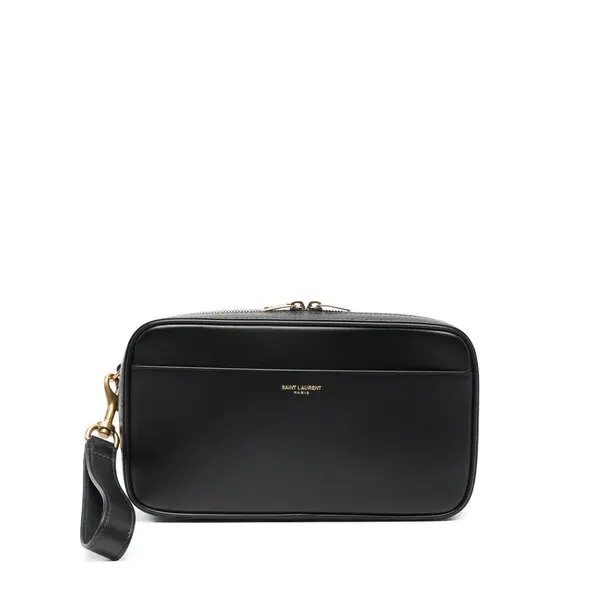 Saint Laurent Leather Wash Bag - Black