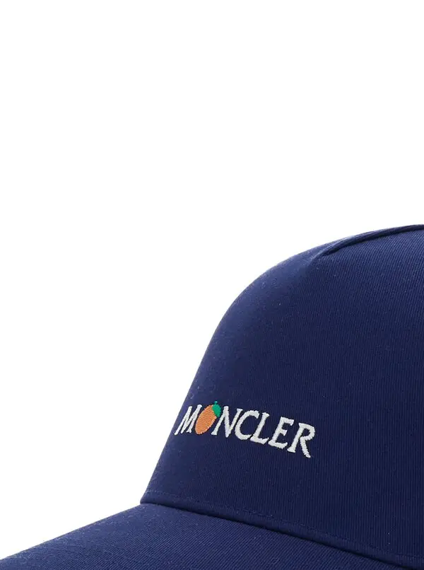 Moncler Blue Cotton Baseball Cap With Logo