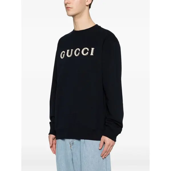 Gucci Crew Neck Long Sleeve Sweatshirt With Logo Lettering - Cream