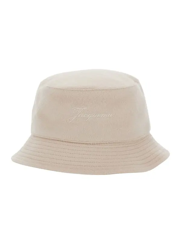 Jacquemus Le Bob Cachemiro Wool Bucket Hat - Cream