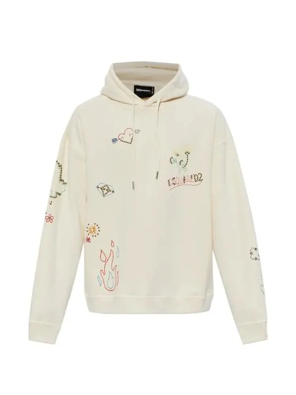 Dsquared2 Relaxed Fit Embroidered Cotton Hoodie
