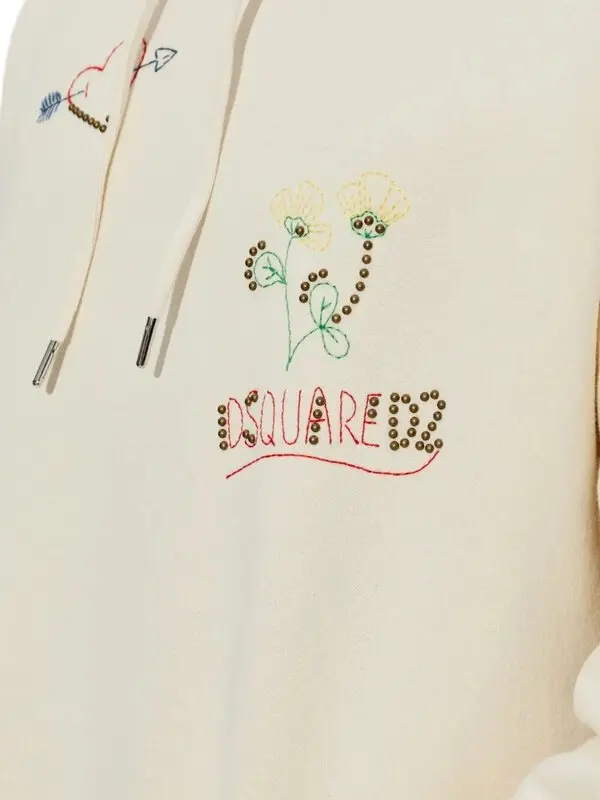 Dsquared2 Relaxed Fit Embroidered Cotton Hoodie