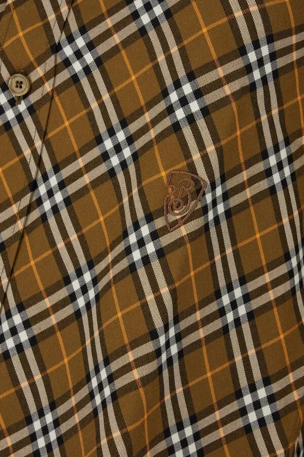 Burberry Plaid Button-up Shirt With Embroidered Logo