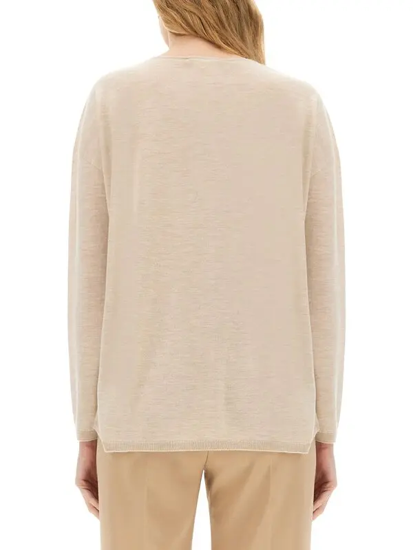 Max Mara Arrow Jersey V-neck Sweater - Cream