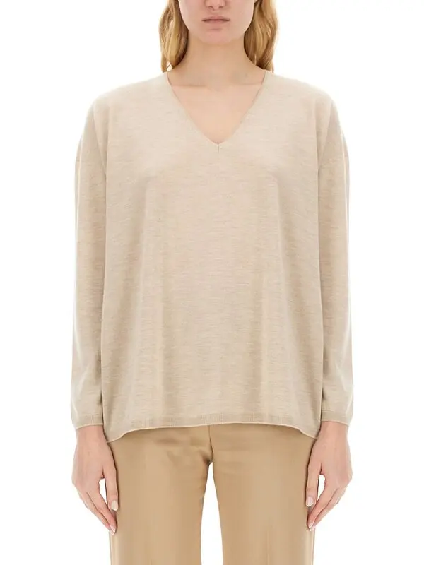 Max Mara Arrow Jersey V-neck Sweater