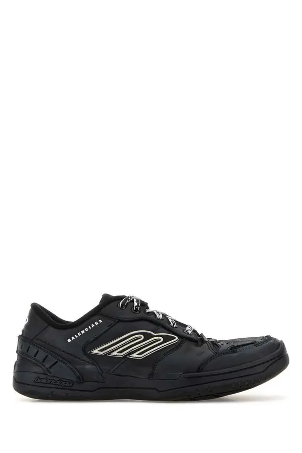 Balenciaga Slate Leather Sneakers - Black