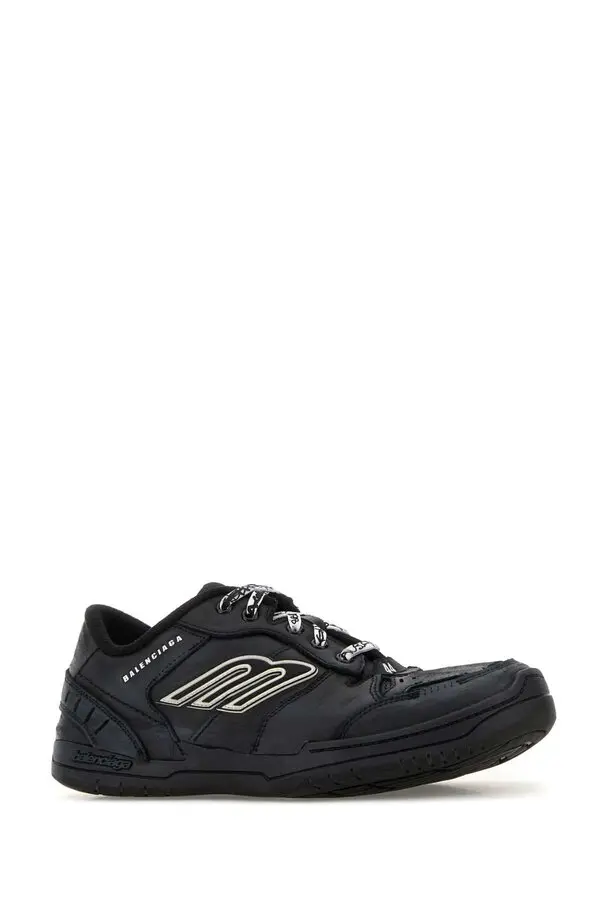 Balenciaga Slate Leather Sneakers - Black