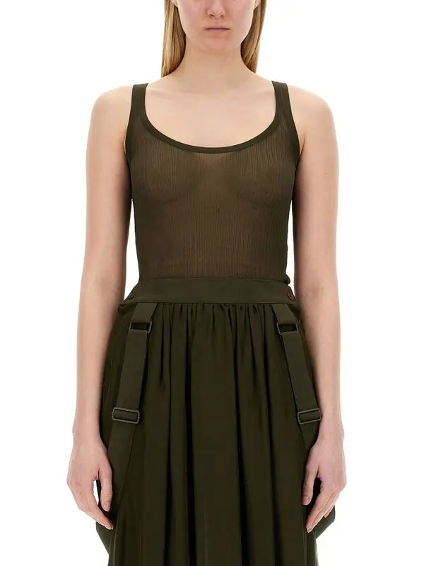 Max Mara Bastia Silk Ribbed Tank - Green