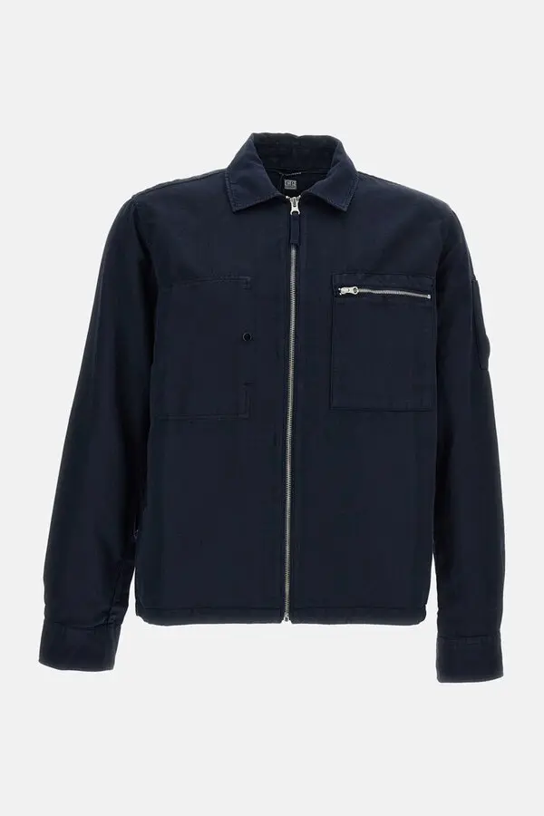 C.P. COMPANY Overshirt With Zip In Organic Gabardine - Multicolor
