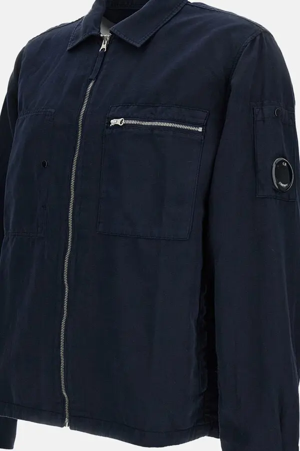 C.P. COMPANY Overshirt With Zip In Organic Gabardine - Multicolor