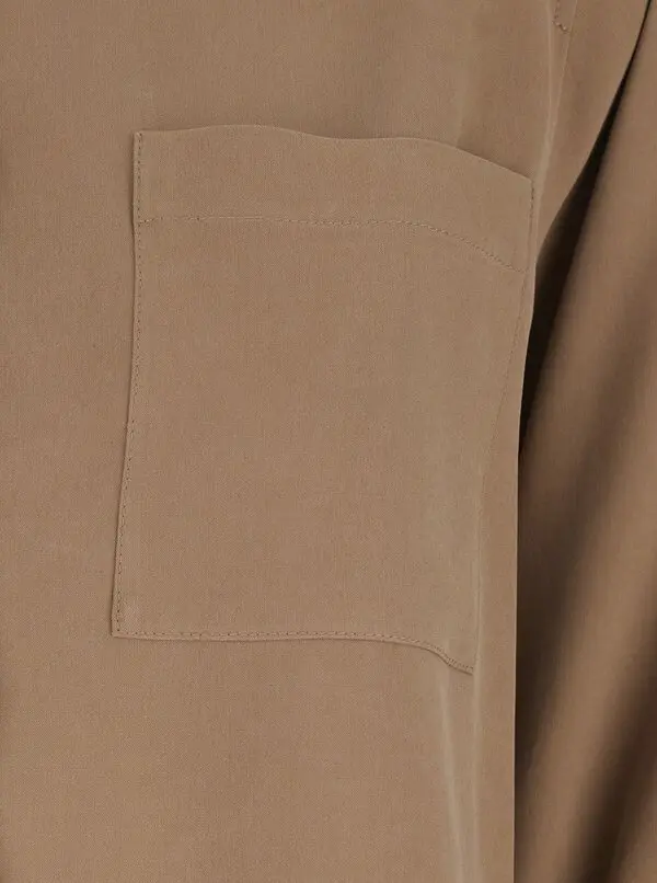 Max Mara Silk Shirt With Applied Pocket - Brown