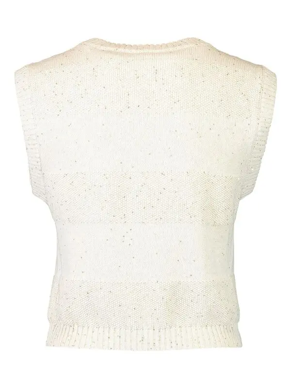 Brunello Cucinelli Sleeveless Knit Top With Striped Detail - Multicolor