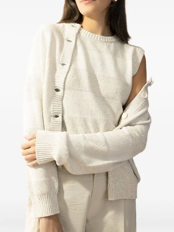 Brunello Cucinelli Sleeveless Knit Top With Striped Detail - Multicolor