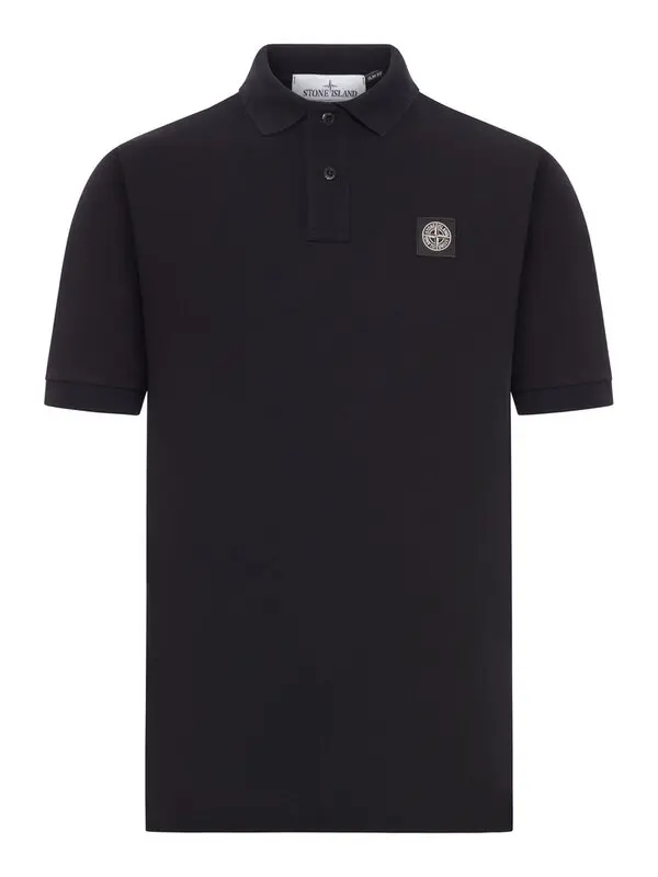 Stone Island Cotton Polo Shirt With Logo Patch - Black