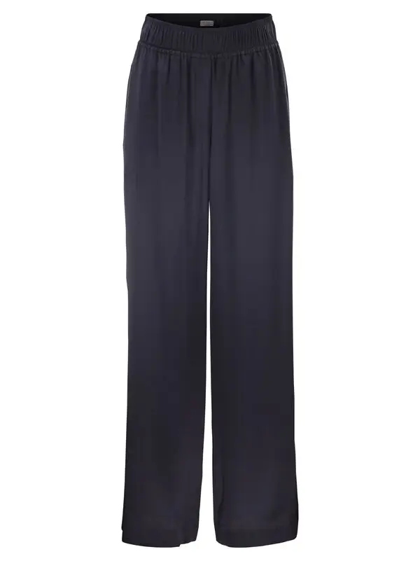 Brunello Cucinelli Stretch Silk Satin Track Trousers - Multicolor