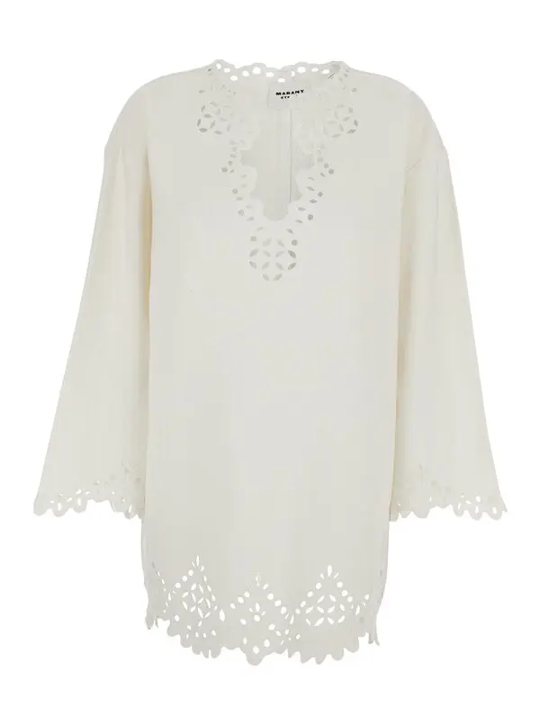 Isabel Marant Étoile Sherazade' Cotton Dress With Cut-out Details And Scalloped Hem - Multicolor