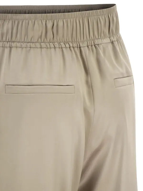 Brunello Cucinelli Stretch Silk Satin Track Trousers - Multicolor