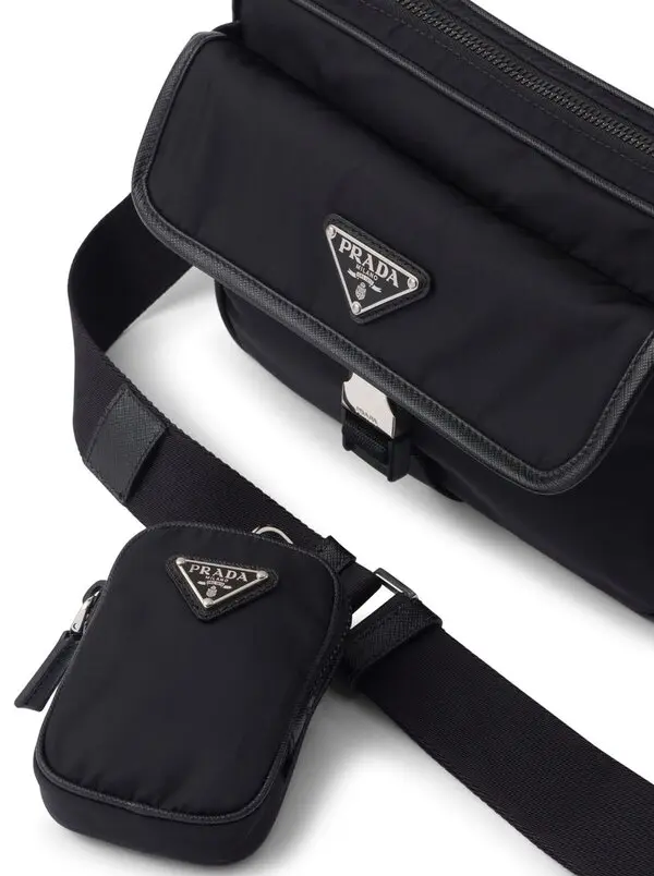 Prada Re-nylon And Saffiano Shoulder Bag - Black