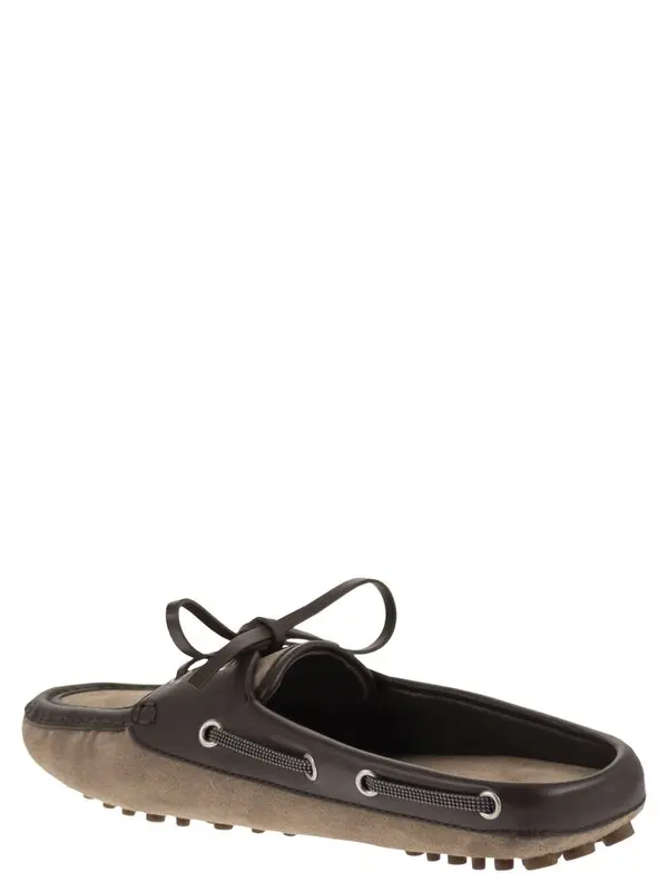 Brunello Cucinelli Suede Sabot Loafers With Jewellery Detail