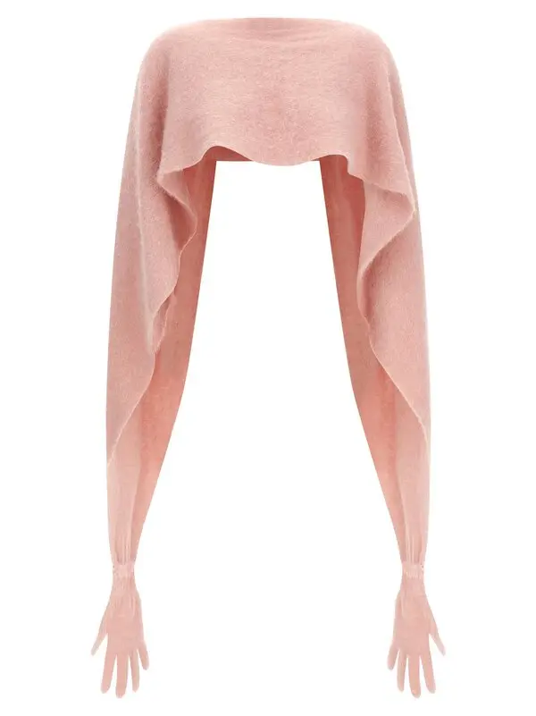 Moschino Glove Cape In Mohair Blend - Pink