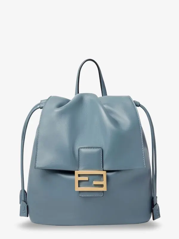 Fendi Leather Backpack With Metal Ff Logo Detail - Multicolor