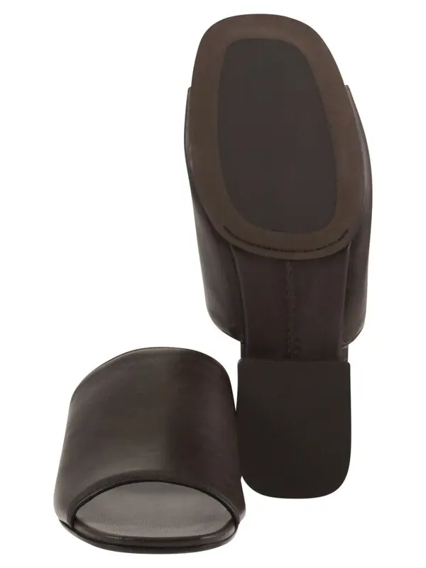 Brunello Cucinelli Riding Calfskin Mules With Jewel Embellishment - Brown