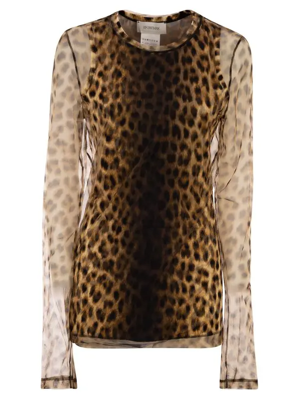 Sportmax Animal Print Sheer Tulle Top - Brown
