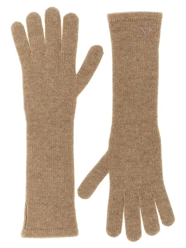 Max Mara Long Cashmere Gloves With Monogram Embroidery
