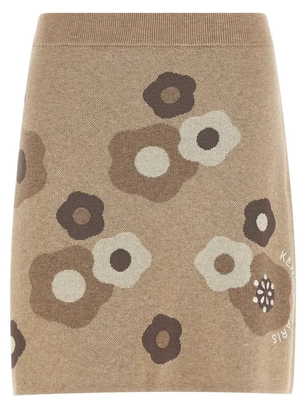 Kenzo Hana Dots Intarsia Knit Miniskirt - Cream