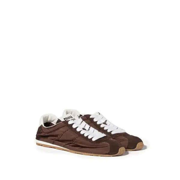 Miu Miu Suede And Recycled Polyester Lace-up Sneakers