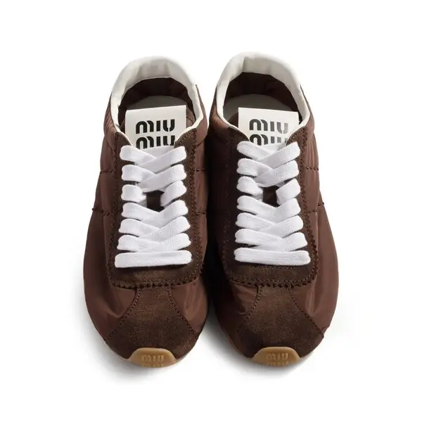 Miu Miu Suede And Recycled Polyester Lace-up Sneakers